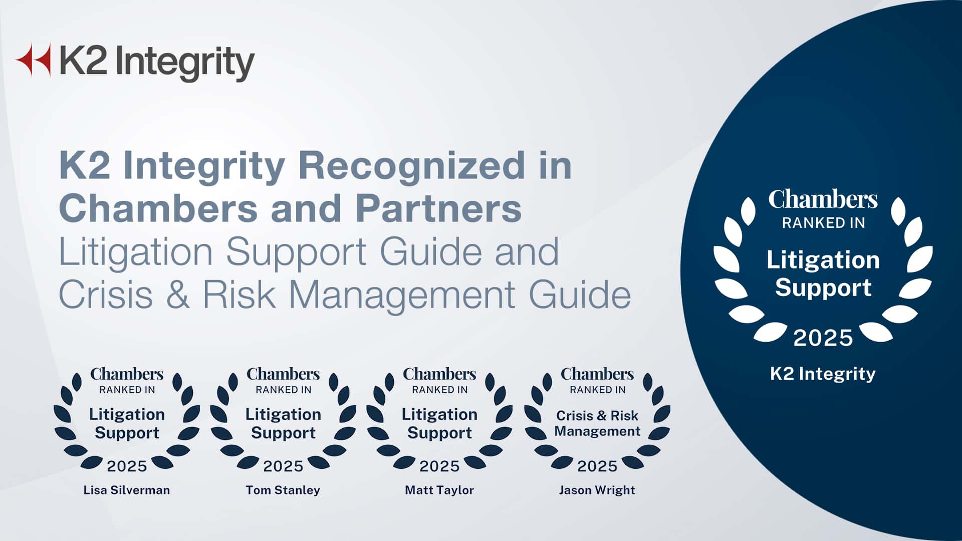 K2 Integrity’s U.S. And EMEA Teams Recognized In Chambers And Partners 2025 Guides - K2 Integrity